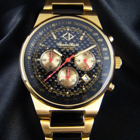 Charles David Watches | Accessories | 1500 New 18kt Gold Ip Chronograph ...